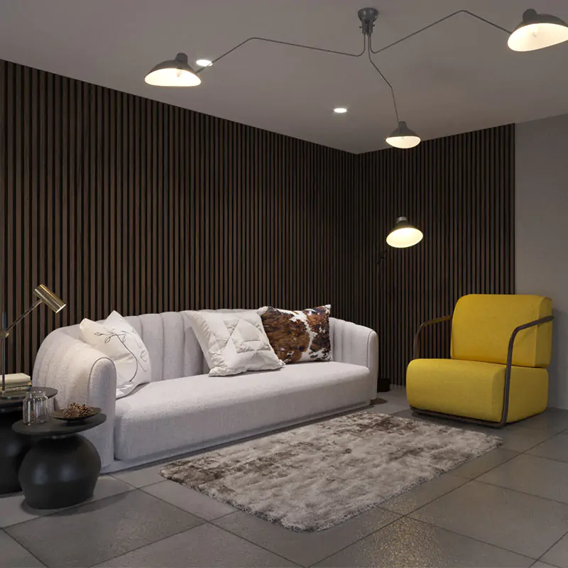 MuffleTimber | Acoustic Slat Wood Wall Panel - Dark Oak (Black Felt ...